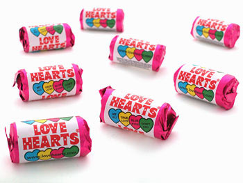 Mini Love Hearts - Sweets In Mini Rolls - treasureislandsweets.co.uk